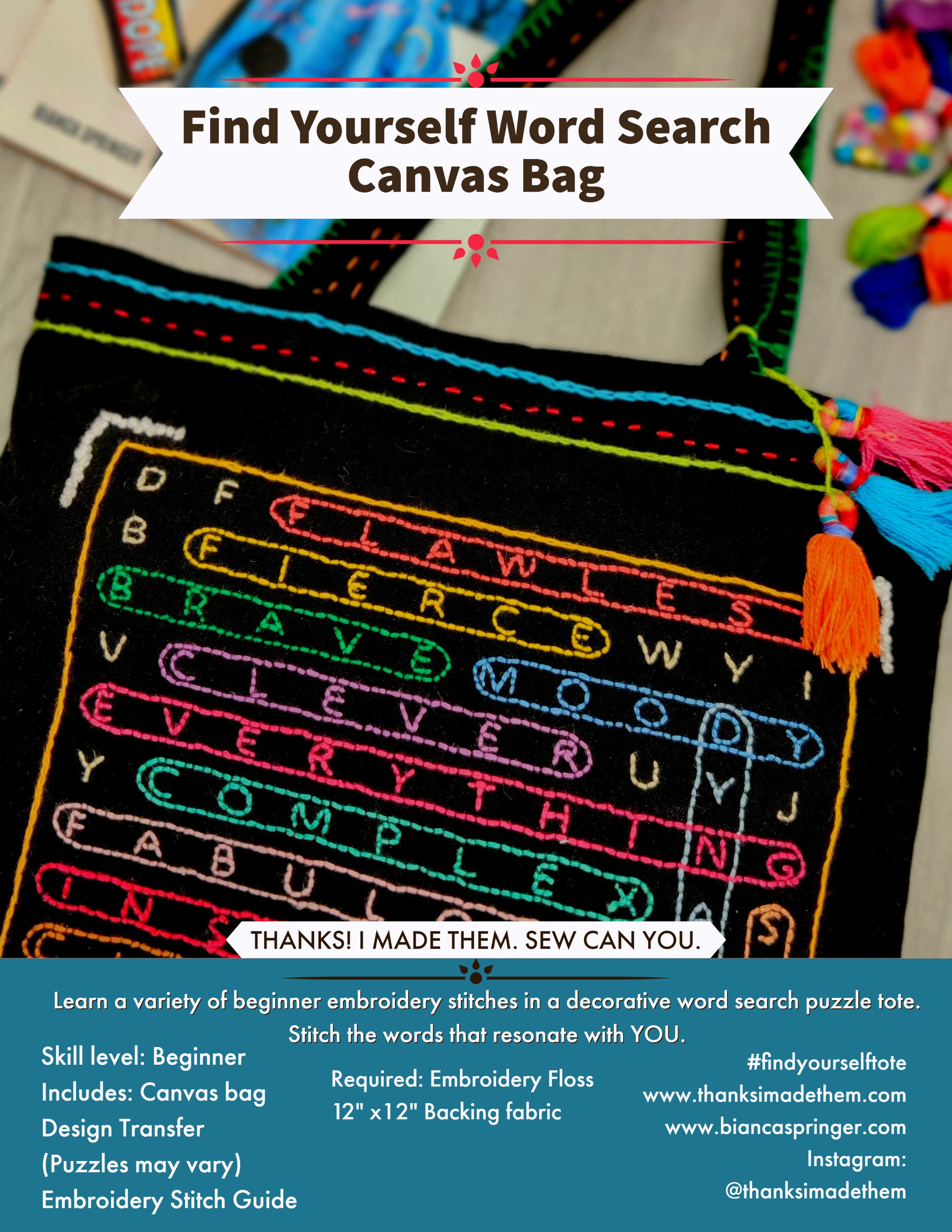 Find Yourself Word Search Tote Kit – Thanks! I Made Them. Sew Can You LLC