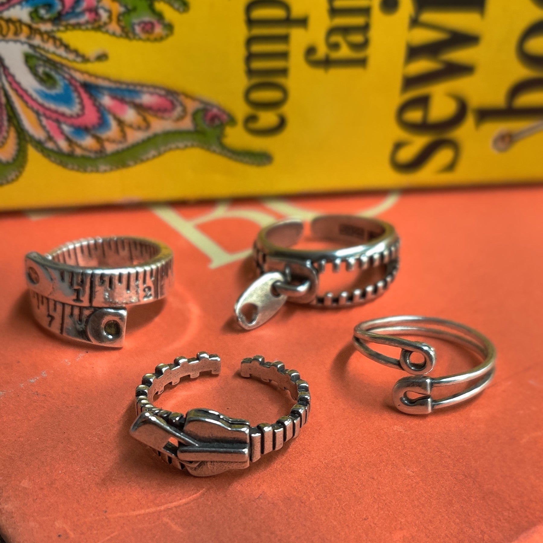 Sewing Theme Rings: Measuring Tape, Safety Pin and Zippers – Thanks! I ...